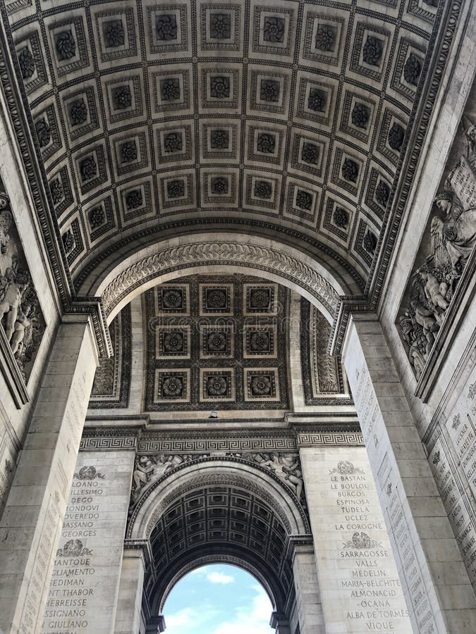 Inside the Arch in Paris editorial stock photo. Image of triomphe ...