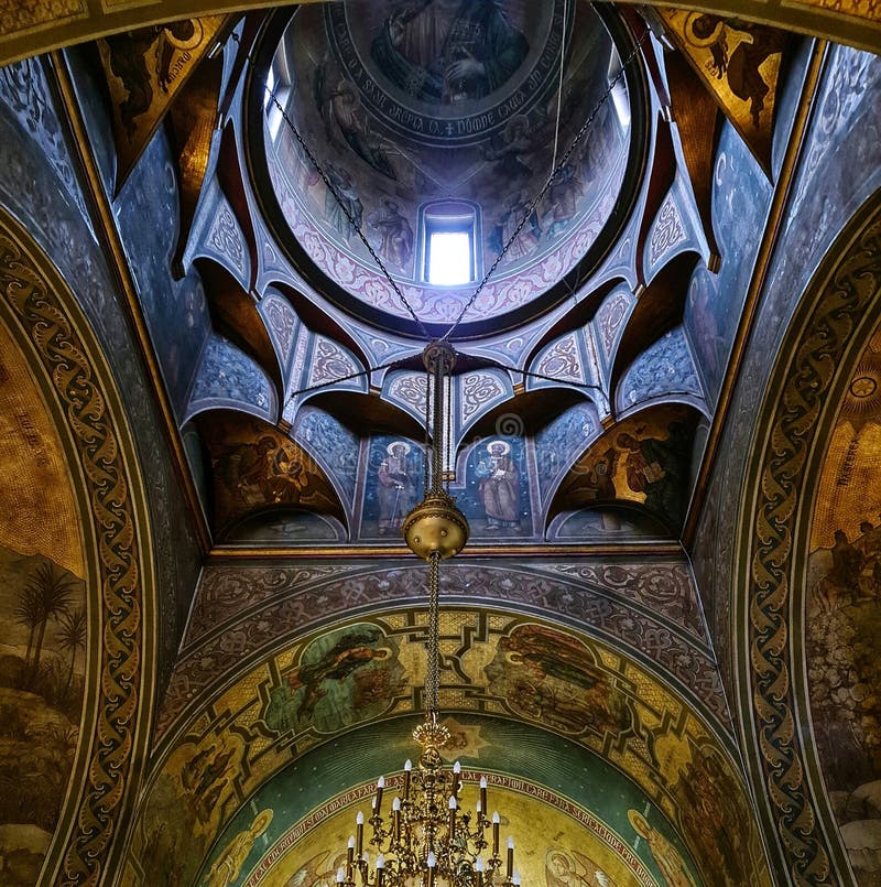 Inside Architecture Ceiling of Sinaia Monastery Stock Photo - Image of ...