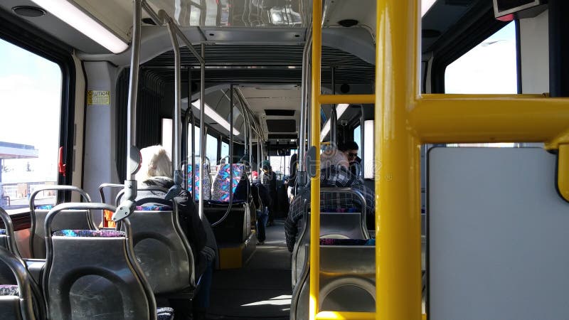 Inside the Bus Rapid Transit Stock Image - Image of yellow, articulated ...