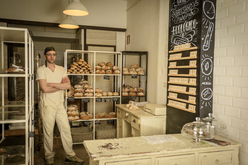 Inside a bakery stock image. Image of male, shop, homenade - 212672317