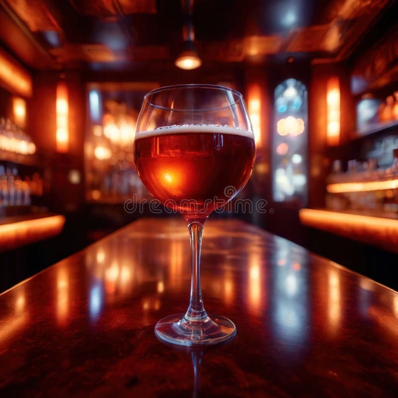 Inside Bar Interior, Bright Long Exposure, Glowing Lights Stock ...