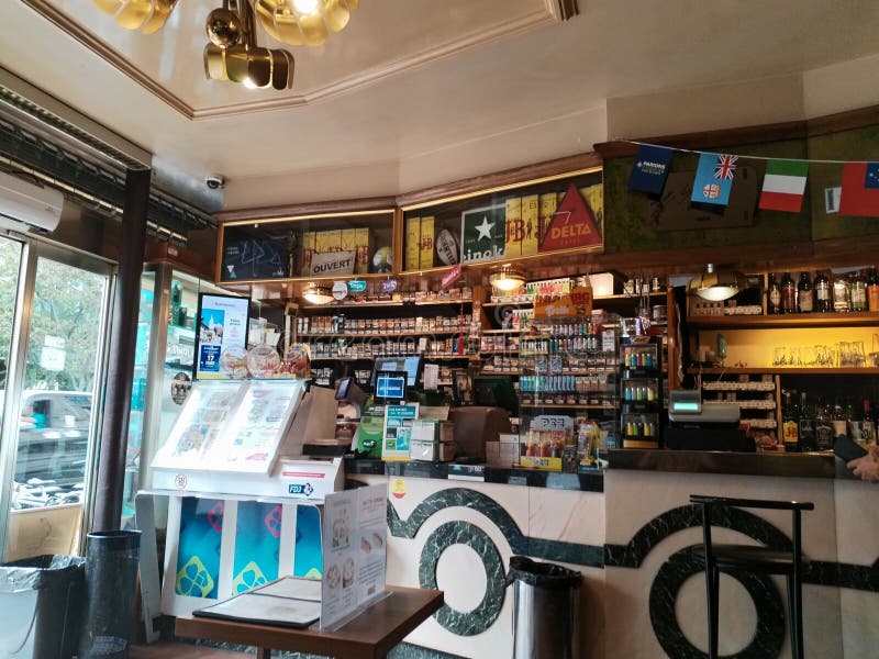 Inside a bar in Paris editorial photo. Image of europe - 292756181