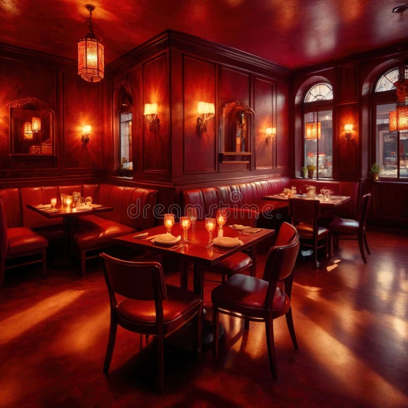Inside Bar Interior, Bright Long Exposure, Glowing Lights Stock ...