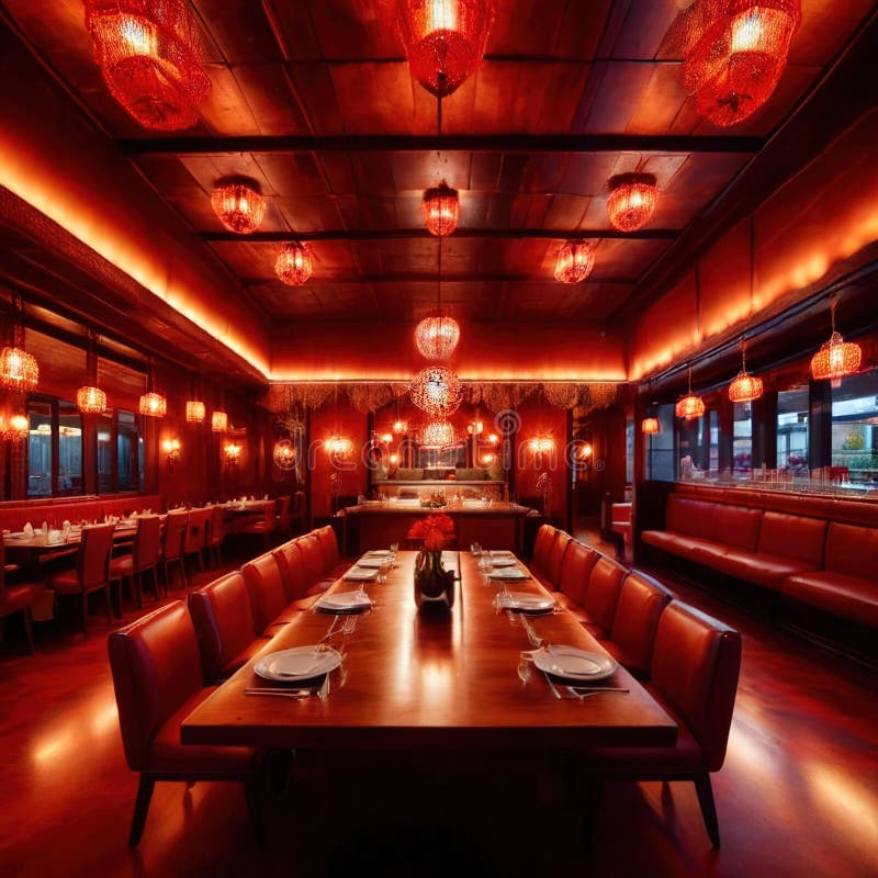 Inside Bar Interior, Bright Long Exposure, Glowing Lights Stock ...