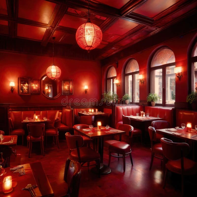 Inside Bar Interior, Bright Long Exposure, Glowing Lights Stock ...