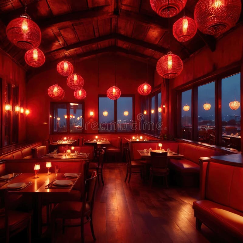 Inside Bar Interior, Bright Long Exposure, Glowing Lights Stock ...