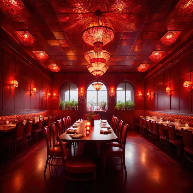 Inside Bar Interior, Bright Long Exposure, Glowing Lights Stock ...