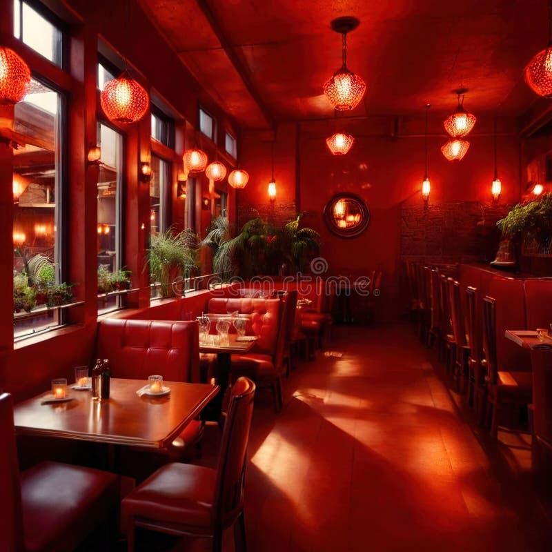 Inside Bar Interior, Bright Long Exposure, Glowing Lights Stock ...