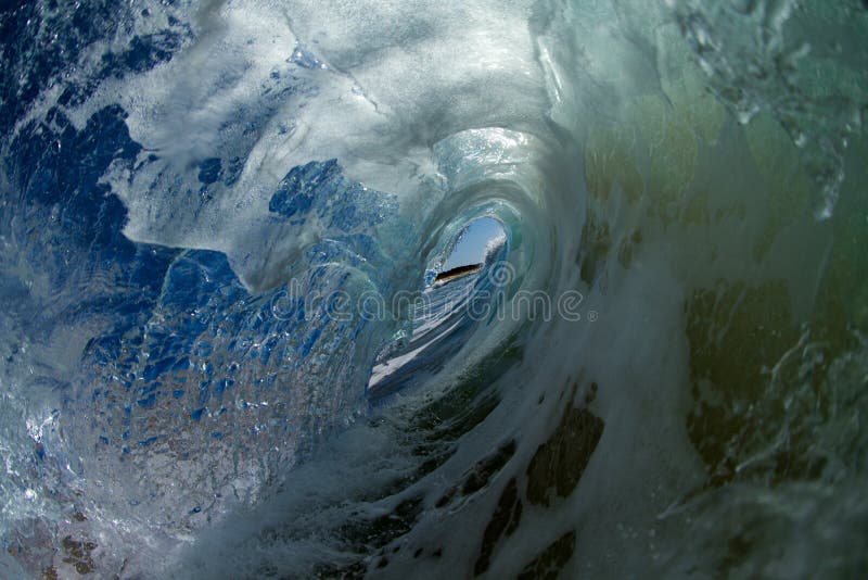 Inside the Barrel of a Wave Stock Photo - Image of fisheye, break ...