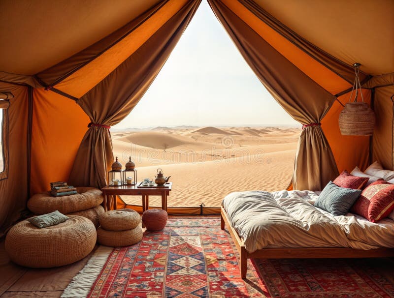 Luxurious Desert Tent Scenic Sand Dunes View Stock Photos - Free ...