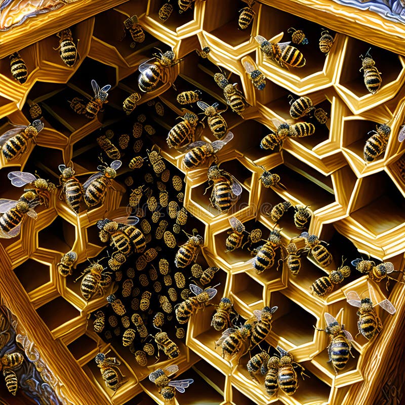 Inside Beehive, Generative AI Illustration Stock Illustration ...