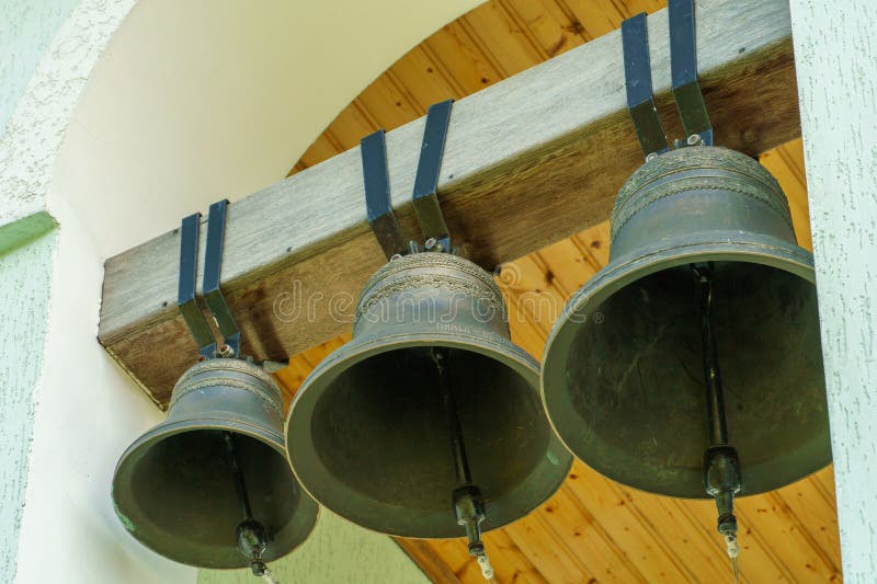 Inside the Bell Tower. a View from Below of the Big Bell Stock Photo ...