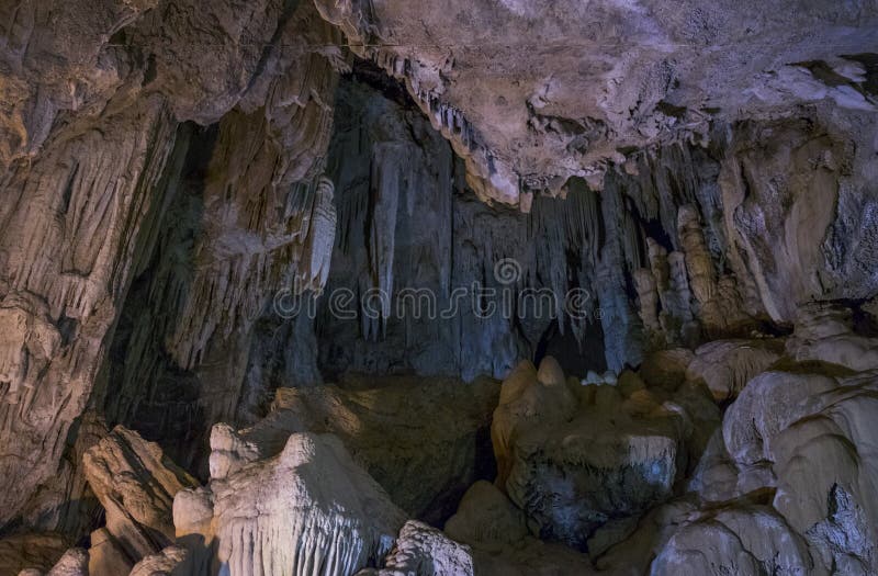 Inside the Big Ancient Cave in Krabi Province, Thailand. Stock Photo ...