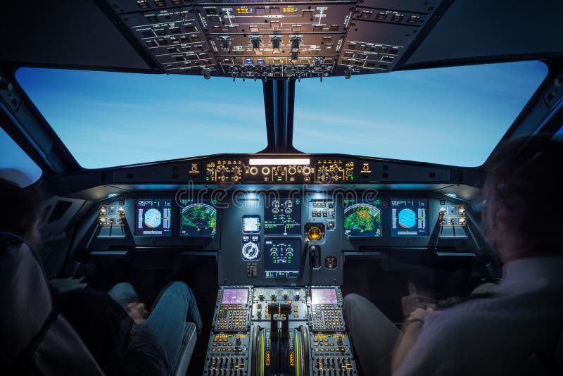 Inside a Big Jet Flying Plane Cockpit Editorial Stock Image - Image of ...