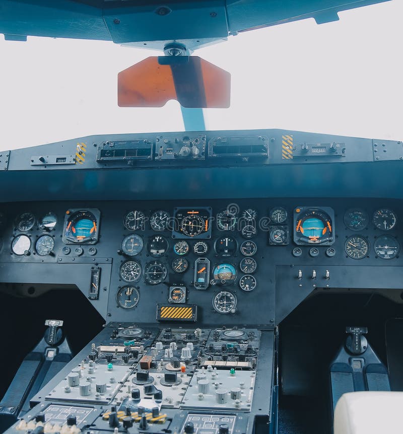 Inside a Big Jet Flying Plane Cockpit,flying Above Clouds Stock Image ...