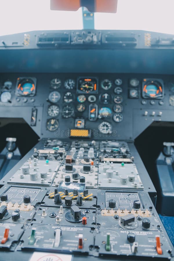 Inside a Big Jet Flying Plane Cockpit,flying Above Clouds Stock Photo ...