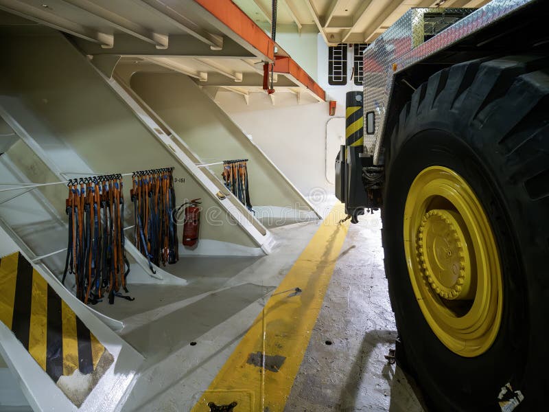 Inside a Big Roro Multipurpose Ship Moored in a Harbour Stock Photo ...