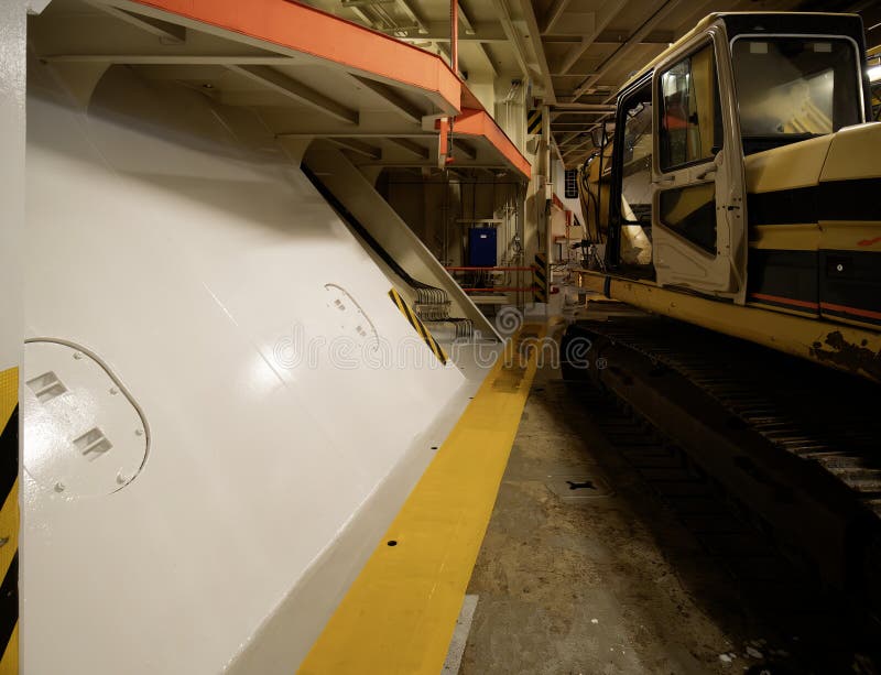 Inside a Big Roro Multipurpose Ship Moored in a Harbour Stock Image ...