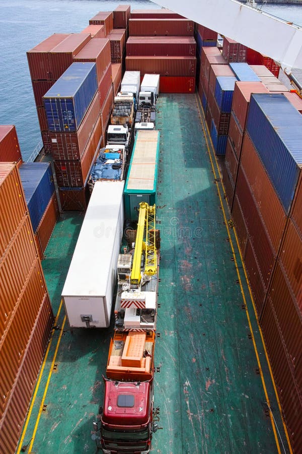 Inside a Big Roro Multipurpose Ship Moored in a Harbour Stock Image ...