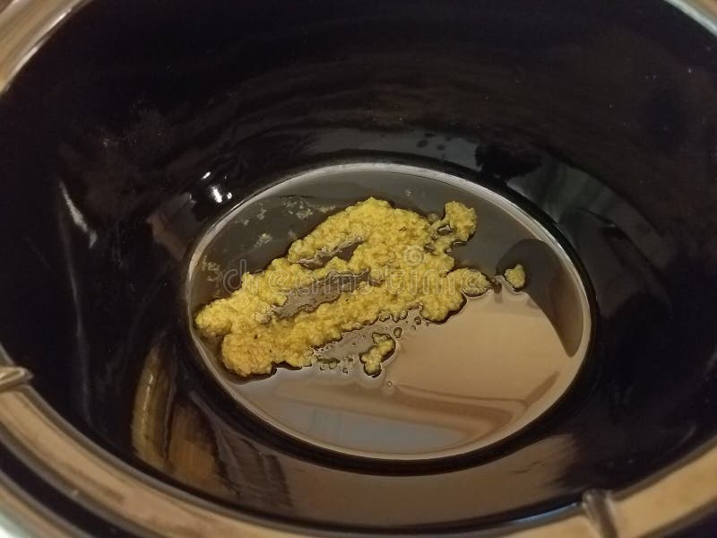 Inside Black Cooking Pot with Green Sauce or Salsa Stock Photo - Image ...