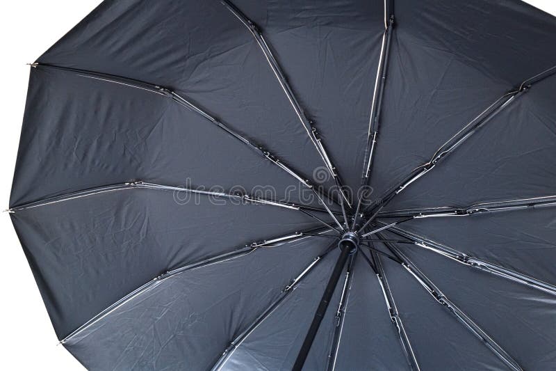 The Inside of a Black Umbrella with Spokes Stock Image - Image of ...