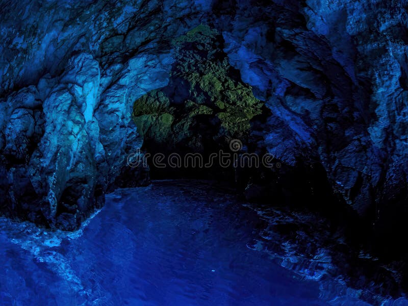 Inside Blue Cave, Vis and Bisevo Island - Croatia Stock Image - Image ...