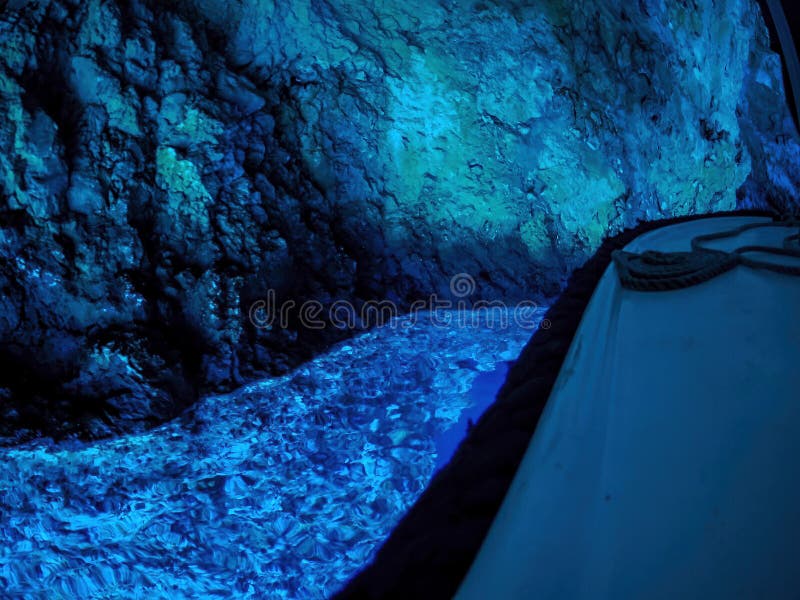 Inside Blue Cave, Vis and Bisevo Island - Croatia Stock Image - Image ...