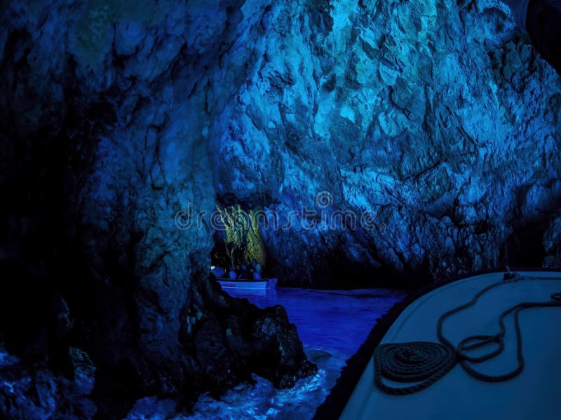 Inside Blue Cave, Vis and Bisevo Island - Croatia Stock Image - Image ...