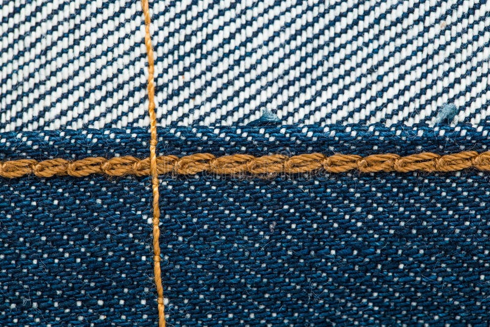 Inside Blue Denim Jeans Texture with Seams Stock Image - Image of dark ...