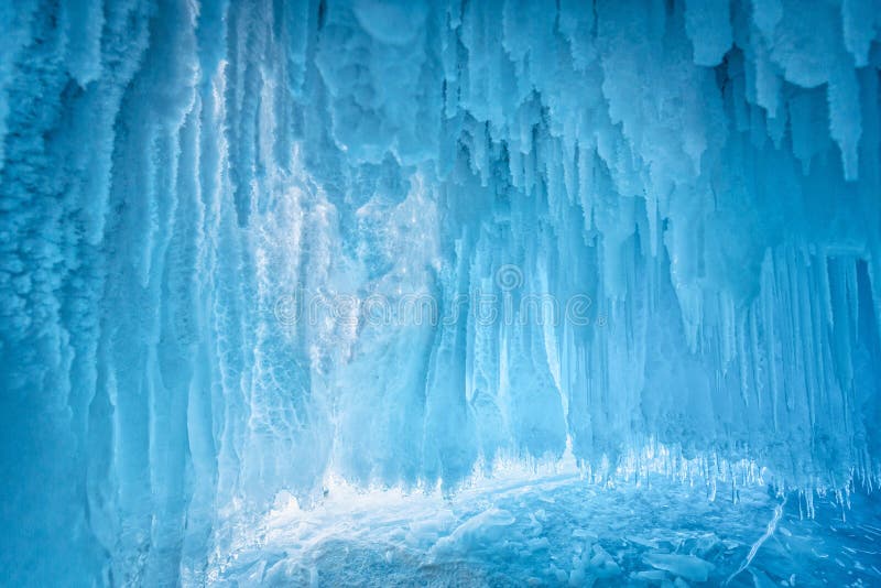 Inside the Blue Ice Cave at Lake Baikal, Siberia, Eastern Russia Stock ...
