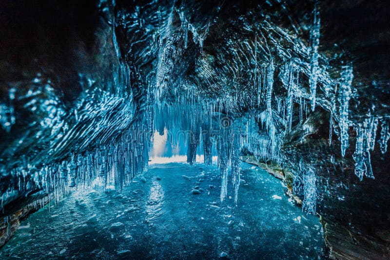 Inside the Blue Ice Cave with Couple Love at Lake Baikal, Siberia ...