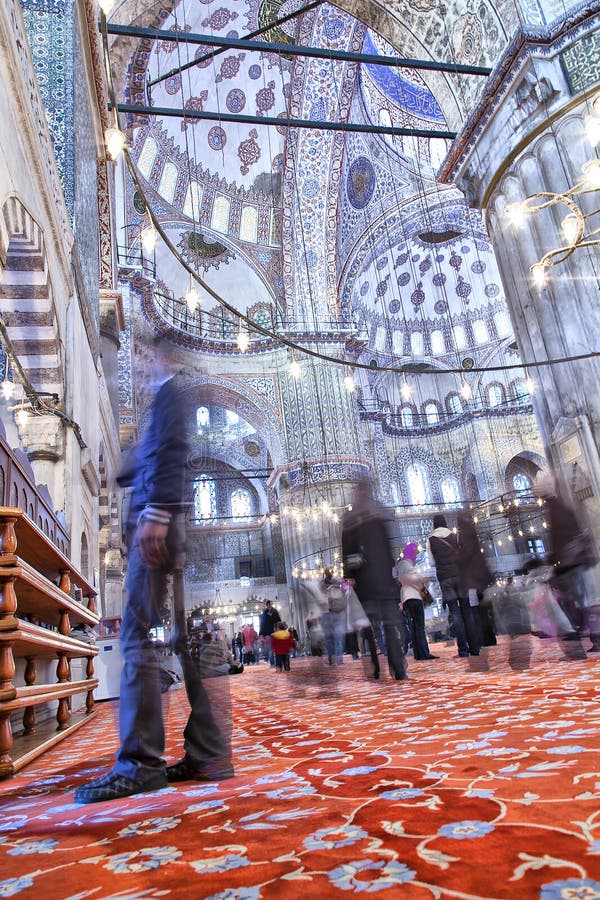 Inside the Islamic Blue Mosque in Istanbul Stock Photo - Image of ...