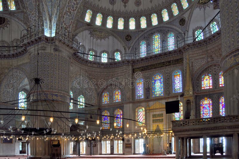Inside the Islamic Blue Mosque in Istanbul Stock Photo - Image of ...