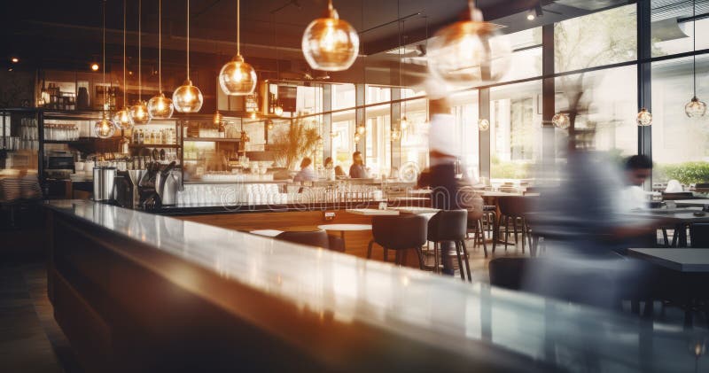 Inside the Blur of a Vibrant Coffee Shop Scene. Generative AI Stock ...