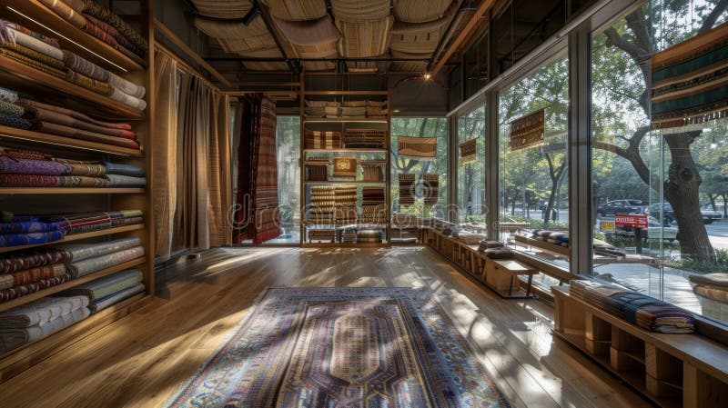 Inside the Boutique is Filled with Shelves and Racks Displaying an ...