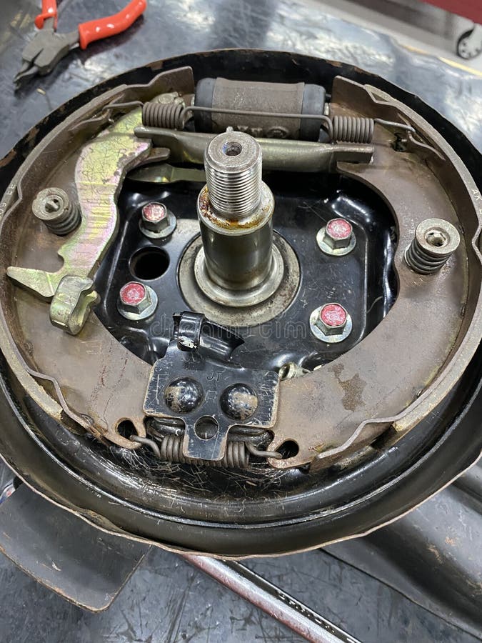 Inside of a Brake Drum Shoe System Stock Image - Image of shoe ...