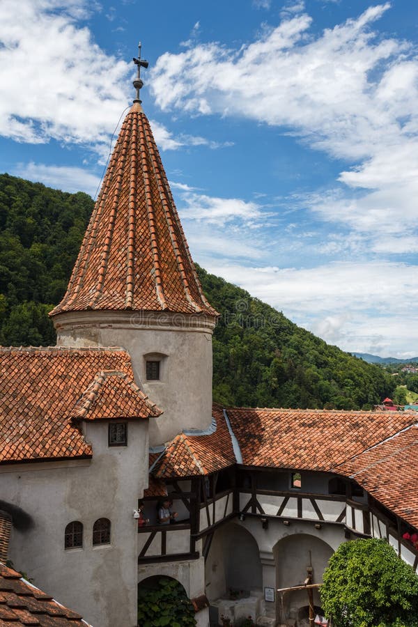 Inside Bran Castle in Transylvania. Inner Yard in a Summer Rainy Day ...