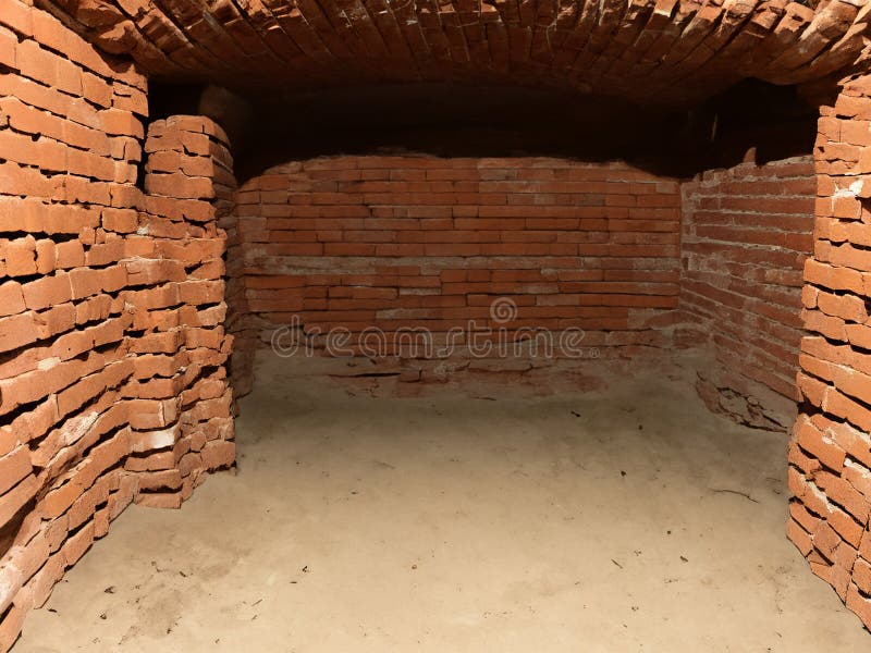 Inside of a brick cave stock illustration. Illustration of history ...