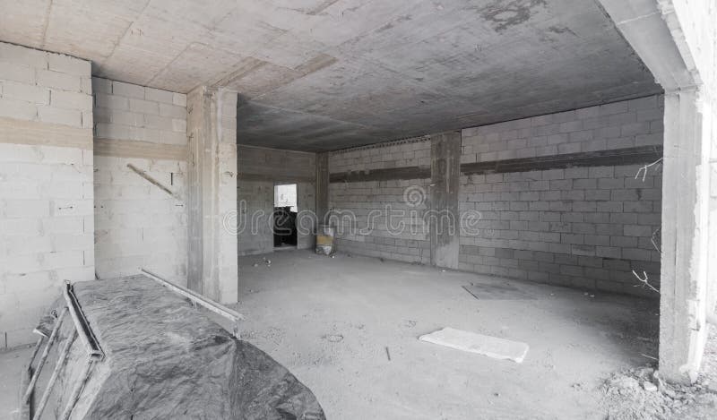 Inside a Brick and Concrete House Under Construction Stock Photo ...