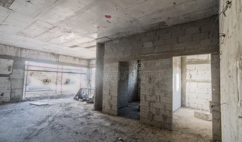 Inside a Brick and Concrete House Under Construction Stock Image ...