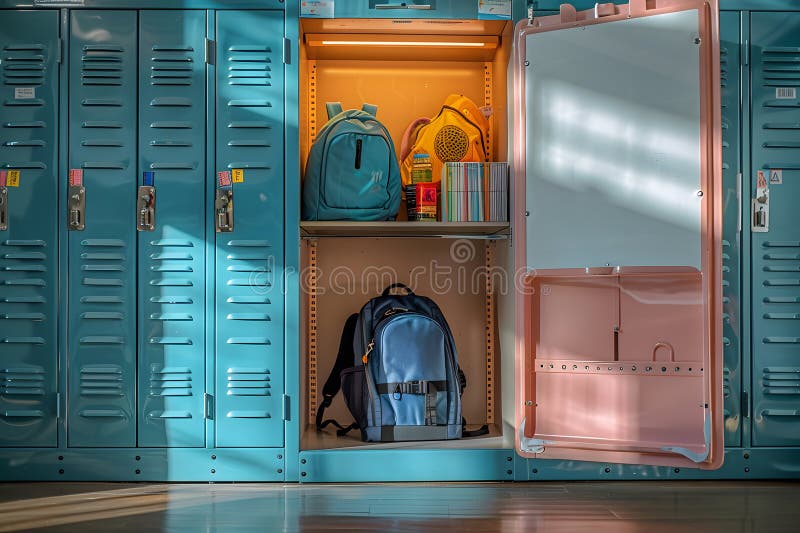 Inside of a Brightly Lit School Locker with an Open Door. the Locker ...