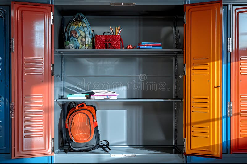 Inside of a Brightly Lit School Locker with an Open Door. the Locker ...