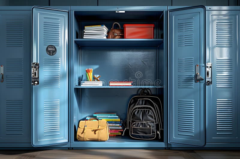Inside of a Brightly Lit School Locker with an Open Door. the Locker ...