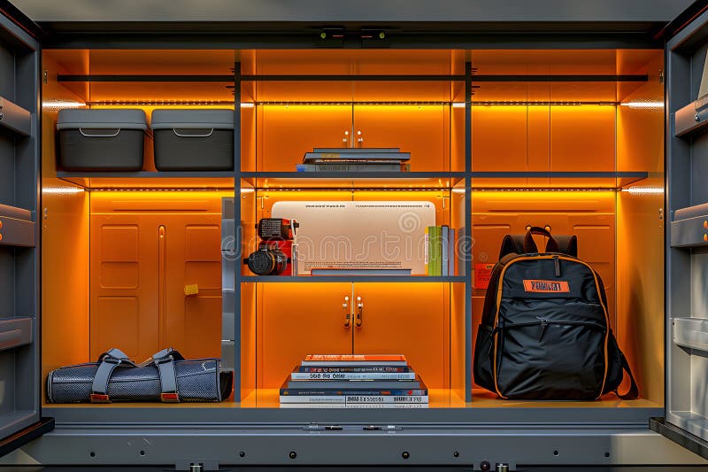 Inside of a Brightly Lit School Locker with an Open Door. the Locker ...