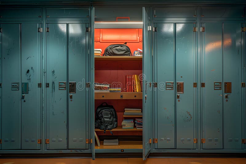Inside of a Brightly Lit School Locker with an Open Door. the Locker ...