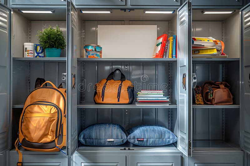 Inside of a Brightly Lit School Locker with an Open Door. the Locker ...