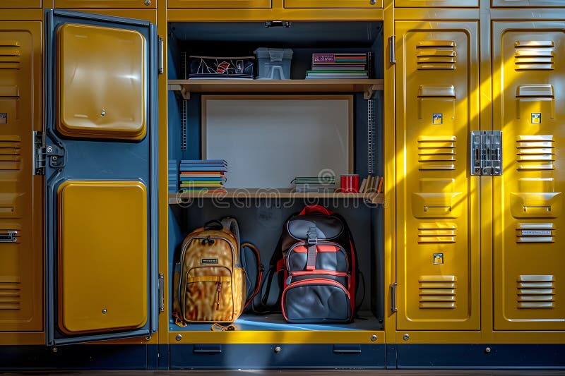Inside of a Brightly Lit School Locker with an Open Door. the Locker ...