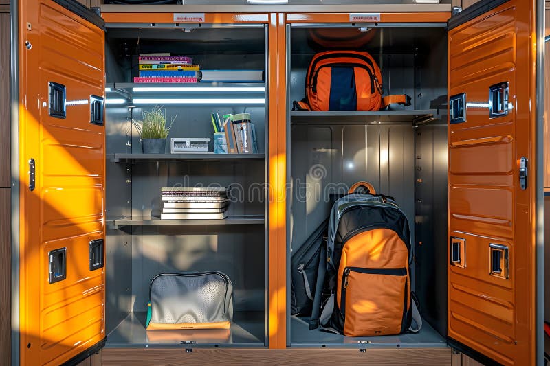 Inside of a Brightly Lit School Locker with an Open Door. the Locker ...