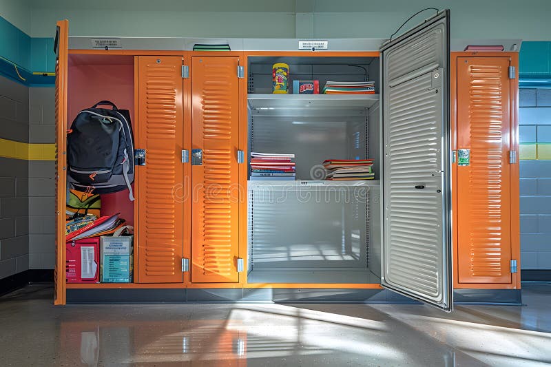 Inside of a Brightly Lit School Locker with an Open Door. the Locker ...