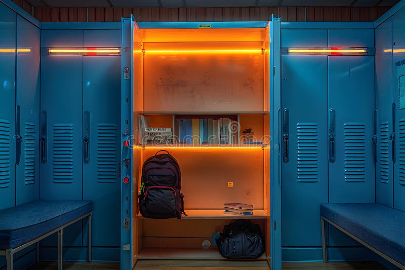 Inside of a Brightly Lit School Locker with an Open Door. the Locker ...
